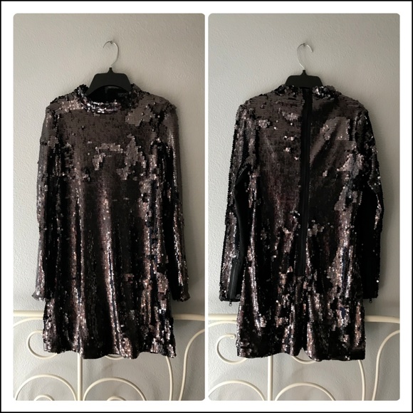 Topshop | Dresses | Topshop High Neck Sequin Dress Nwt | Poshmark